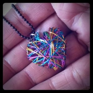 Vintage | Jewelry | Vintage Twisted Wire Puff Heart Pendant Necklace ...